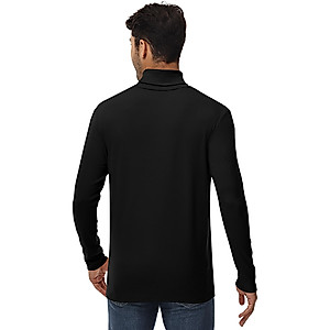 Ficerd 3 Pack Men's Turtleneck Shirts, Long Sleeve Cotton Pullover Sweaters Mock Neck Knitted T Shirt Basic Slim Fit Tee Tops(Black, White, Apricot,Large)
