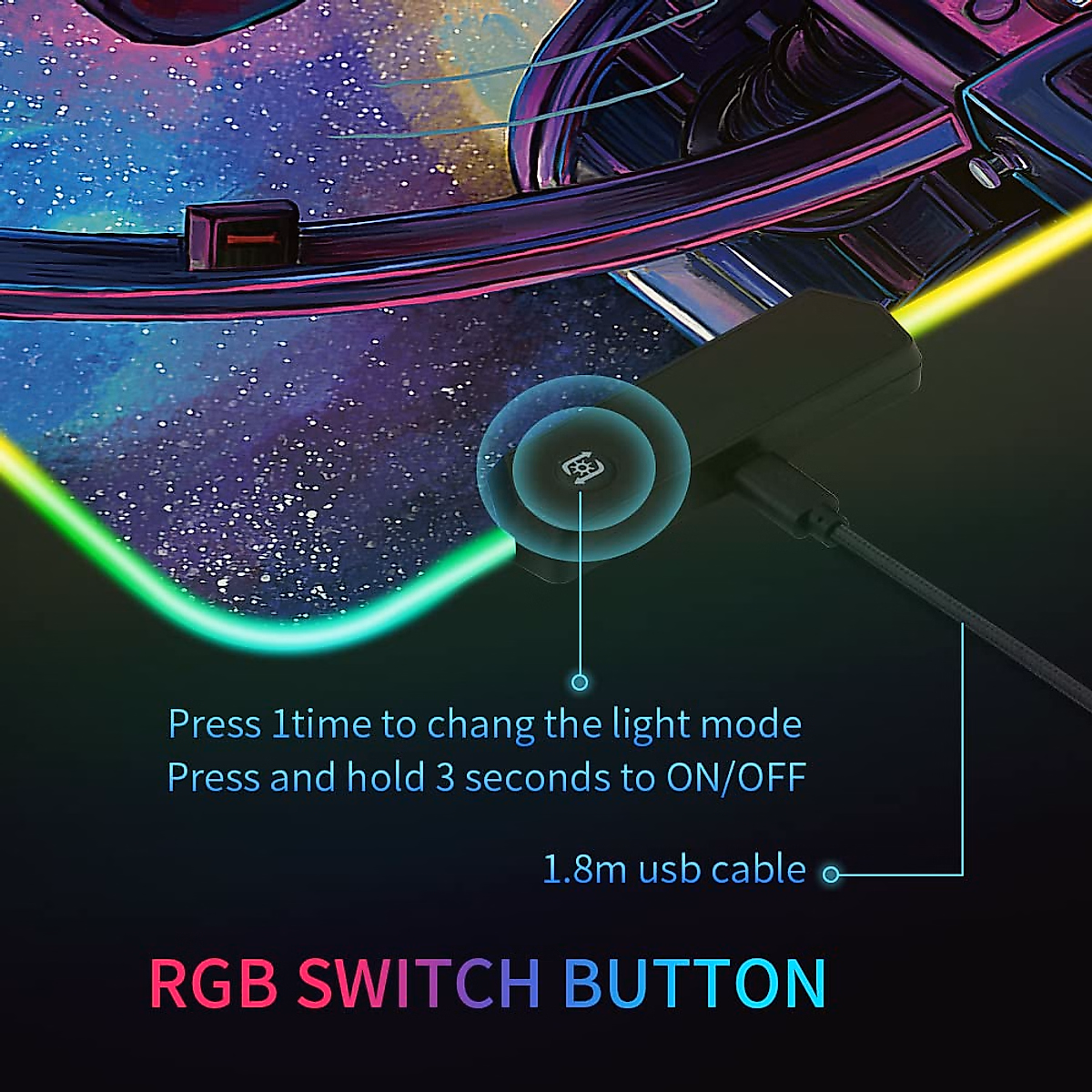 Gaiamat XXL RGB Gaming Mouse Pad,Large LED Anime Mousepad with Non-Slip Rubber Base and Durable Stitched Edges,35.4x15.7IN Mouse Mat Laptop PC Desk Mat(leddrive)