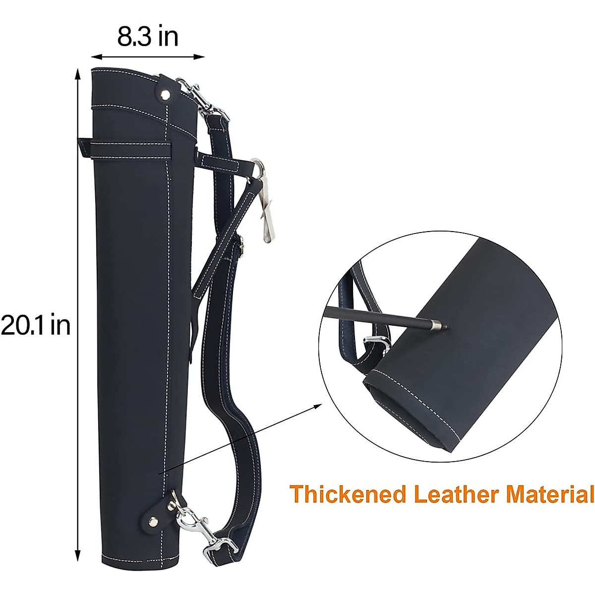 SOPOGER Archery Quiver,Leather Shoulder Back Arrow Quivers,Retro Waist Hip Arrow Bags,Dual Use with Large Pouch,Adjustable Belt for Outdoor Hunting & Target Practicing (Black)