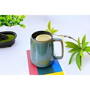 24 oz Ceramic Coffee Mug Large Milk Coffee Mug Tea Cup for Cocoa Cappuccino Latte Cereal Dishwasher Safe Microwave Safe (Green)