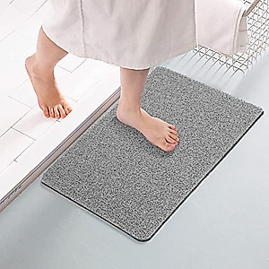 Joyhalo Shower Mats for Showers Anti Slip for Elderly, 17'' x 30'' Non Slip Bath Mat for Inside Shower, Bath Tub Mats for Bathroom Non Slip for Shower, PVC Loofah Bathroom Mats, Grey