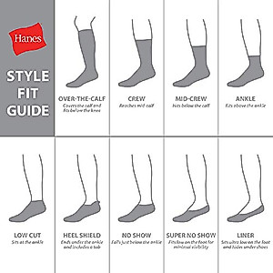 Hanes Men's Double No Show Socks 12-Pair Pack, Available in Big & Tall