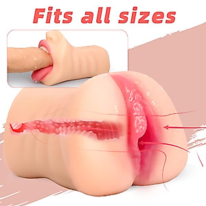 Pocket Pussy Male Masturbators Adult Sex Toys for Men or Couples,Textured Realistic Vagina and Face Portable Blowjob Toy Strong Suction Channel Mens masterburbater Sex Pleasure