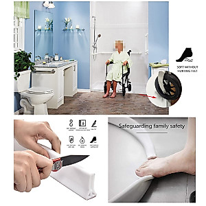 3.5" High Shower Water Splash Guard 59"Collapsible Shower Threshold Water Dam 3.5In Tall Shower Dam Water Stopper Shower Guards To Keep Water In Shower Lip Water Barrier For Shower Dry And Wet4.92Ft