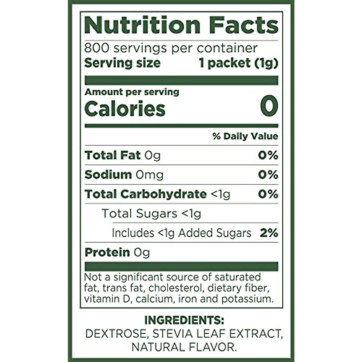 Pure Via Stevia Sweetener 28.2oz (800 packets)