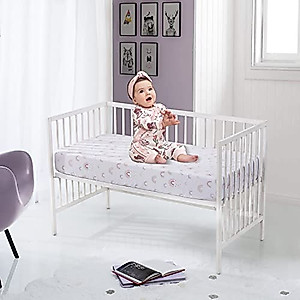 Plushii Crib Sheets for Baby Girls 3 Pack, 28"x 52" Extra Soft Microfiber Crib Sheet Set for Baby Crib Mattress Sheet & Toddler Mattress Pad, Rainbow & Elephant & Stars