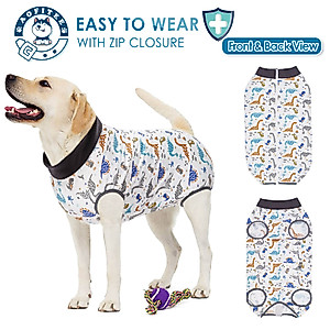 AOFITEE Dog Recovery Suit, Surgical Recovery Suit for Dog Female After Spay, Dinosaur Dog Recovery Shirt for Abdominal Wounds, Anti Licking Dog Onesie Jumpsuit E-Collar Cone Alternative, 5XL