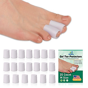 Pnrskter Gel Toe Protectors Caps - Open Toe Sleeves(20pcs-Medium), Toe Covers Toe Tubes for Blisters, Corns, Calluses, Hammer Toes, Rubbing, and Ingrown Toenails
