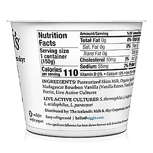 siggi’s® Icelandic Strained Nonfat Yogurt, Vanilla, 5.3 oz. Single Serve Cup – Thick, Protein-Rich Yogurt