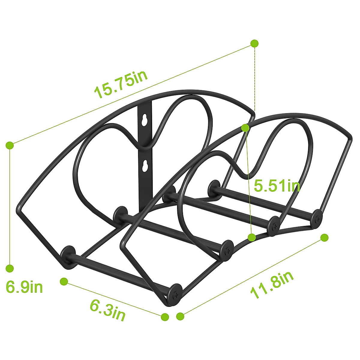 VyGrow Hose Holder Wall Mount, Heavy Duty Garden Hose Holder, Solid Metal Hose Hanger Holds Up to 150ft, Decorative Water Hose Holder for Outside Yard, Garden Hose Storage Hose Reel, Black