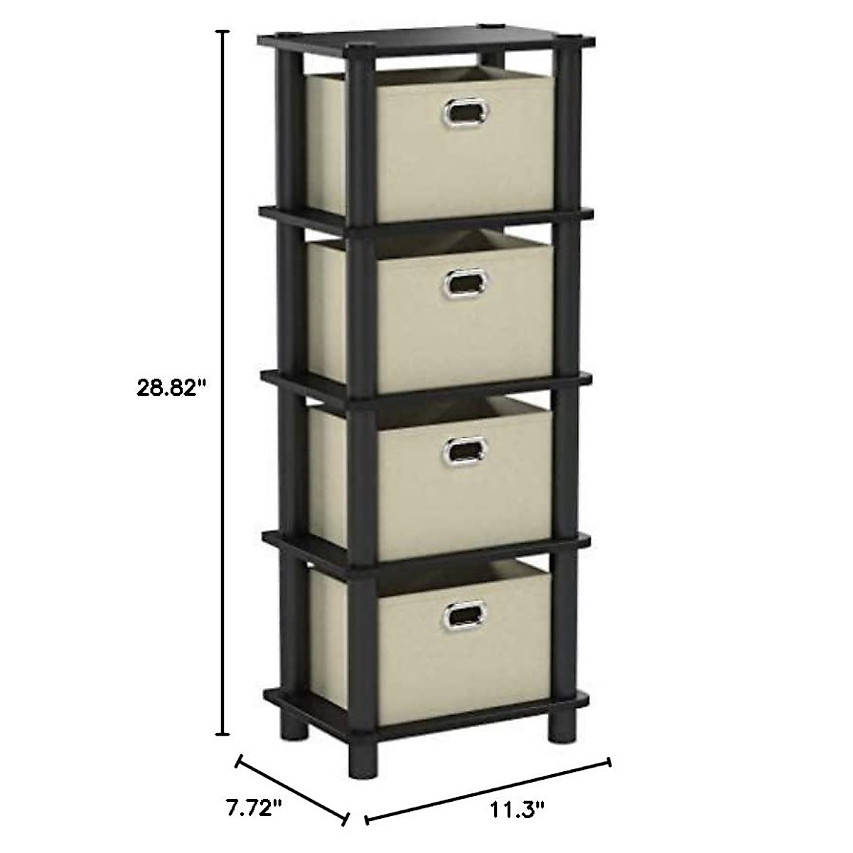 Furinno LACi 4-Bins System Rack, 11.3(W) x 28.8(H) Inch, Espresso/Black