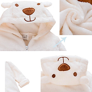 VERNILLA Newborn Baby bear Fleece Romper One-Piece Footies Jumpsuit Pajama Infant Onesies for Baby Boys Girls(0-3 Months)