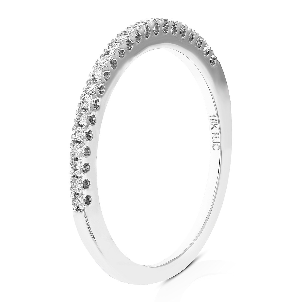 Vir Jewels 1/6 cttw Pave Round Diamond Wedding Band for Women in 10K White Gold Prong Set, Size 6