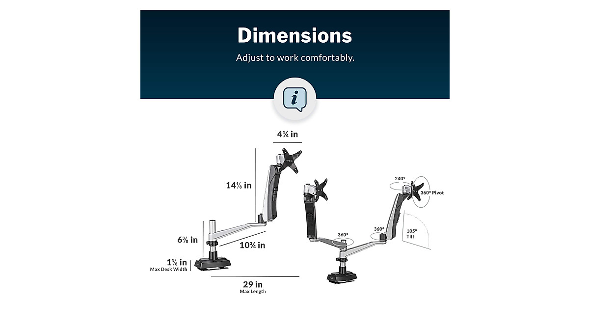 Vari Dual Monitor Arm: Premium VESA Mount with 360 Adjustability
