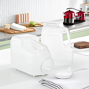 Yesland 2 Pcs White Plastic Gallon Jar with Handle and Airtight Lid - Square Empty Storage Containers and Jugs - 1.25 Gallon Wide Mouth Bottles for Craft Supplies, Paint, Detergent Storage, Liquids