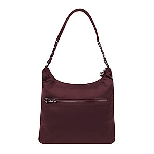 Travelon Hobo Crossbody Bag, Wine, 13 x 11 x 3