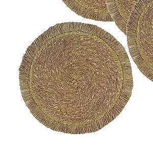 Trunkin USA Jute Fringed Edge Placemat Size: 14" Round Set of 2/4 Color: Natural