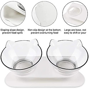 Double Cat Bowl with Raised Stand Pet Food Bowl Perfect for Cats and Small Dogs