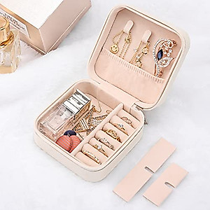XZUZ Small Travel Jewelry Boxes, Portable Jewelry Organizer Display Storage boxes for earrings, rings, necklaces, jewelry boxes for women. (white).