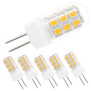 XRZT 120V G4 Led Bulb Dimmable 30-35W Halogen Bulb Equivalent, Warm White 3000K 3W G4 Bi-pin Base Led Bulb, 5-Pack