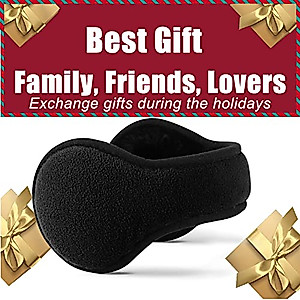 GERGELLA Ear Warmers For Men Women Foldable Fleece Unisex Winter Warm Earmuffs For Cold Winters,Biking,Adjustable,Protects Ears (Black-2 PSC)
