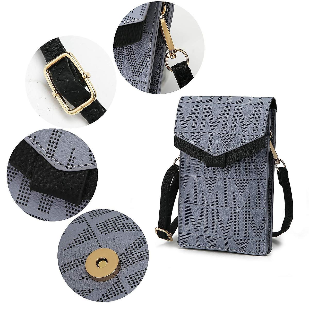 MKF Small Crossbody Cell Phone Purse Wallet for Women – PU Leather Cellphone Bag – Case with Shoulder Strap Beige