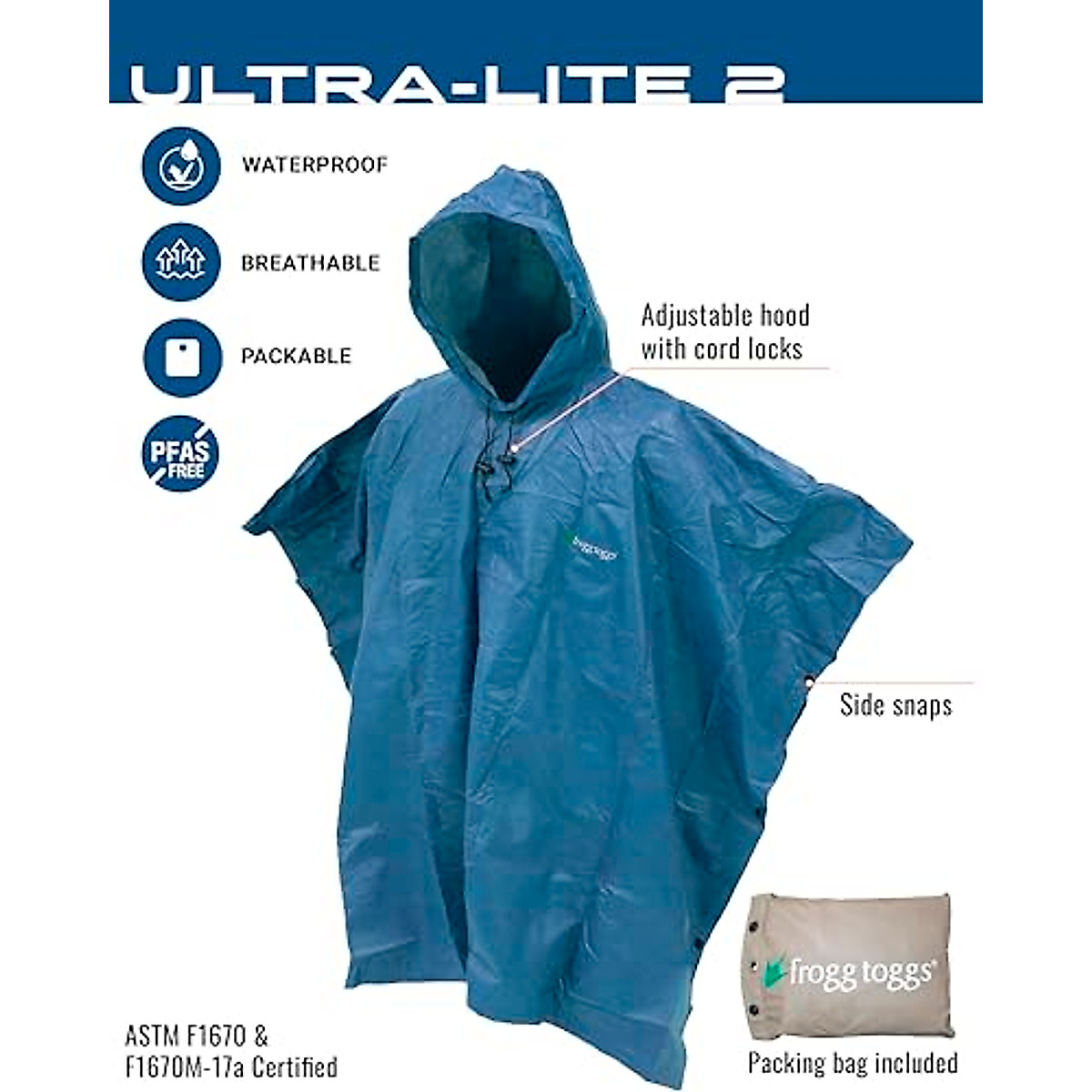 FROGG TOGGS Ultra-Lite2 Reusable Waterproof Breathable Poncho