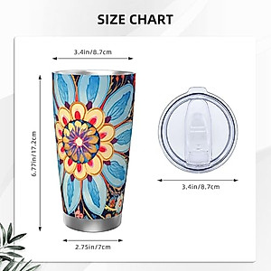 AYCZN Colorful Flower 20 OZ Tumbler Stainless Steel Travel Coffee Mug, Daisy Insulated Water Bottle with Lid and 2 StrawsLeakproof Thermal Cup