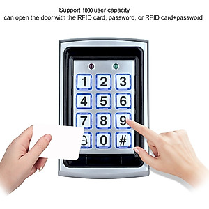 HFeng Door Access Control System Kit 125KHz RFID Keypad Metal Case + DC12V 3A Power Supply Controller + Door Exit Button + 10pcs Keyfobs (Without Lock)