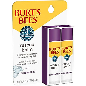 Burt's Bees Lip Balm Mothers Day Gifts for Mom - Rescue Balm With Antioxidant-Rich Elderberry, Tint-Free, Natural Origin Lip Care, 2 Tubes, 0.15 oz.