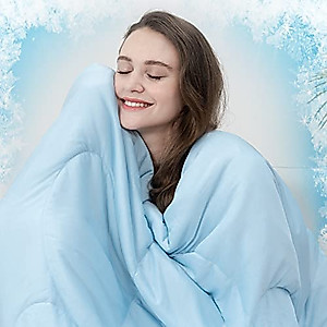HOMFINE Cooling Blanket for Hot Sleepers - Both Sides Q-Max>0.45 Arc-Chill Cooling Fiber for All-Season, Breathable Soft Keep Cool Summer Blanket for Bed Couch Sofa (Blue, 90 x 90 inches)