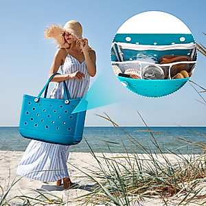 Yesongreat Waterproof Clear Bag Insert for Bogg Bag X Large, Beach Storage Bag Organizer Accessories Suitable for Bogg Bag, Organizing Your Bog Tote Bag and Divide Space (White)