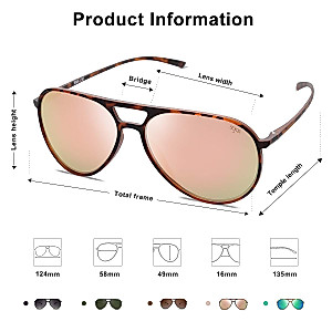 SOJOS Classic Polarized Ultra Lightweight Flexible Men Women Sunglasses JOURNEY SJ2065 with Matt Brown Demi Frame/Pink Mirrored Lens