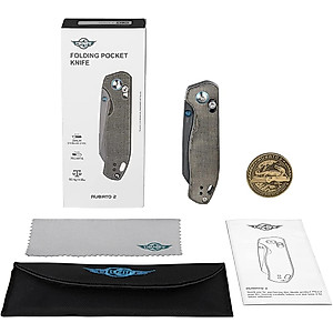 OKNIFE Rubato 2 EDC Pocket Knife, Rail Lock Folding Knives for Men Women Sheepsfoot Knife Camping Hiking Survival 154CM Blade (Micarta Handle), OD Green