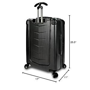 Traveler's Choice Silverwood Polycarbonate Hardside Expandable Spinner Luggage, Brushed Metal, Checked-Medium 26-Inch