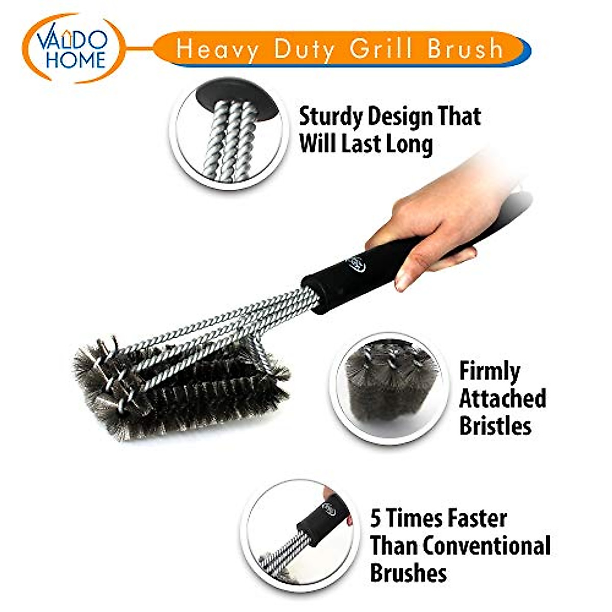 Valdo Home Heavy Duty BBQ Grill Tool Set Stainless Steel Utensils Kit Locking Tongs, Spatula, Fork, Barbecue Grill Cleaning Brush - Barbecue Grilling Accessories