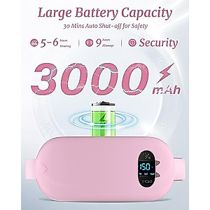 Portable Cordless Heating Pad for Cramps, Upgrade Electric Period Fast Heating Pad with Massager Menstrual USB Heating Pad for Back Pain Relief Belt 5 Heat 5 Vibrating Modes Gifts for Women Girls Pink