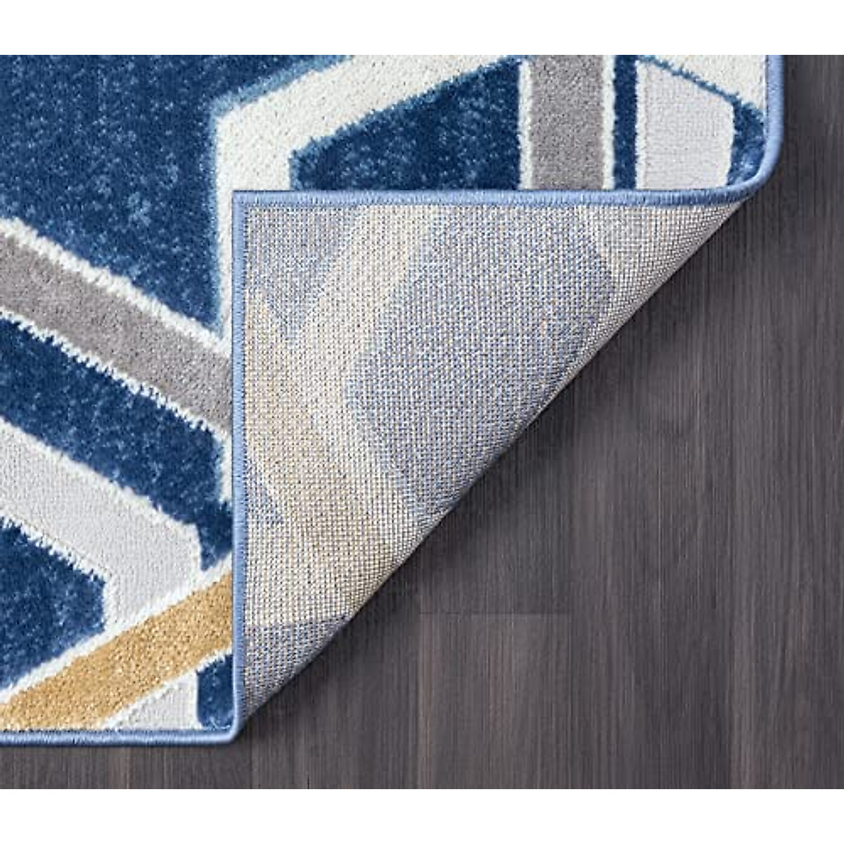 Abani Atlas 5'x8' Blue/Grey Area Rug, Hexagon Design - Durable Non-Shedding - Easy to Clean