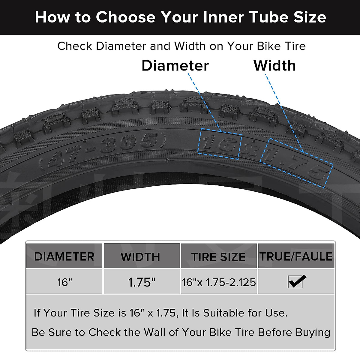 Hapleby 2PCS Premium 16Inch Bike Tubes of Kids, Compatible for 16 Inch x 1.75/1.95/2.10/2.125 Bike Tire, Mountain Bike Inner Tube of Schrader Valve, Come with 2PCS Levers