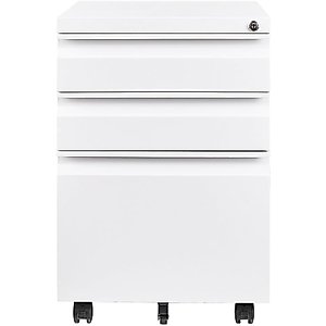 Panana 3 Drawers Filing Cabinets, Mobile File Metal Cabinet Under Desk Drawers on Casters Rolling Office Cabinet for Home Office Furniture, Fully Assembled (White)
