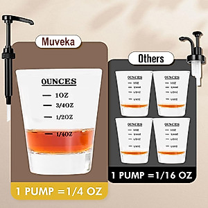 MUVEKA Coffee Syrup Dispenser for Coffee Bar, Glass Syrup Dispenser with Pump, Coffee Syrup Pump Dispenser Bottle with Tray, Spoon for Coffee Station, Coffee Bar Organizer, Black,16.9 oz, 500 ml
