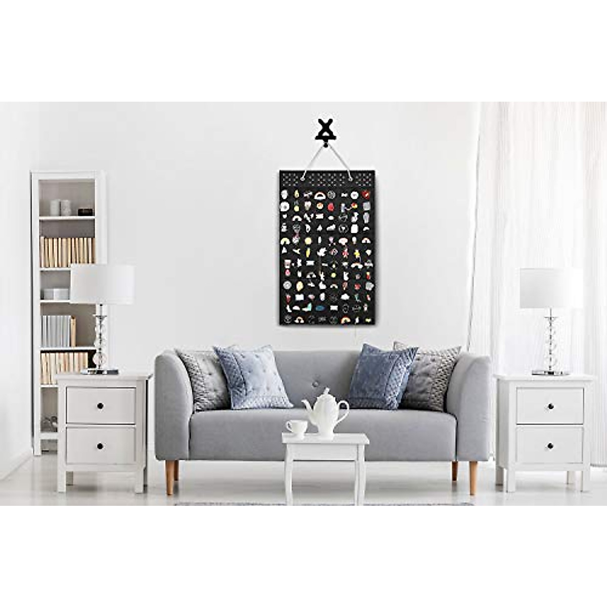 AROUY Wall Hanging Brooch Pin Display Organizer - Enamel Pin Display and Brooch Collection Storage Holder for Women or Men, up to 96 Pins (Organizer Only) (Black)