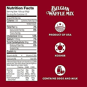 Classique Fare Belgian Waffle Mix - Makes Light and Crisp Waffles, Pancakes, Muffins & Crepes - Works with Waffle Maker - Fast and Fresh Breakfast Foods - 1 Pound (Pack of 6)
