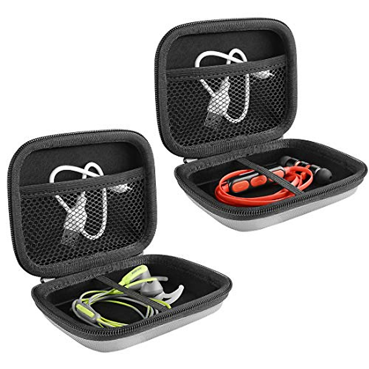 Geekria Shield Headphones Case for in-Ear Earphones, Replacement Hard Shell Travel Carrying Bag with Cable Storage, Compatible with Sony WI-Xb400, WI-C200, WI-C100 (Grey)