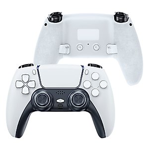 Wireless for PS4 Controller,joystick Gamepad with Vibration shock 4 Built-in Speaker 1000Mah battery Auto Fire Turbo custom Button Compatible Play station-4/Slim/Pro/PC/Android/IOS/NS Switch(White)