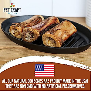 Pet Craft Supply All Natural Healthy Meaty Beef Marrow Bones Dog Chews Treats for Aggressive Chewers Long Lasting Rawhide Free Made in USA Premium Slow Roasted for Puppies Small Medium Dogs 3 Pack