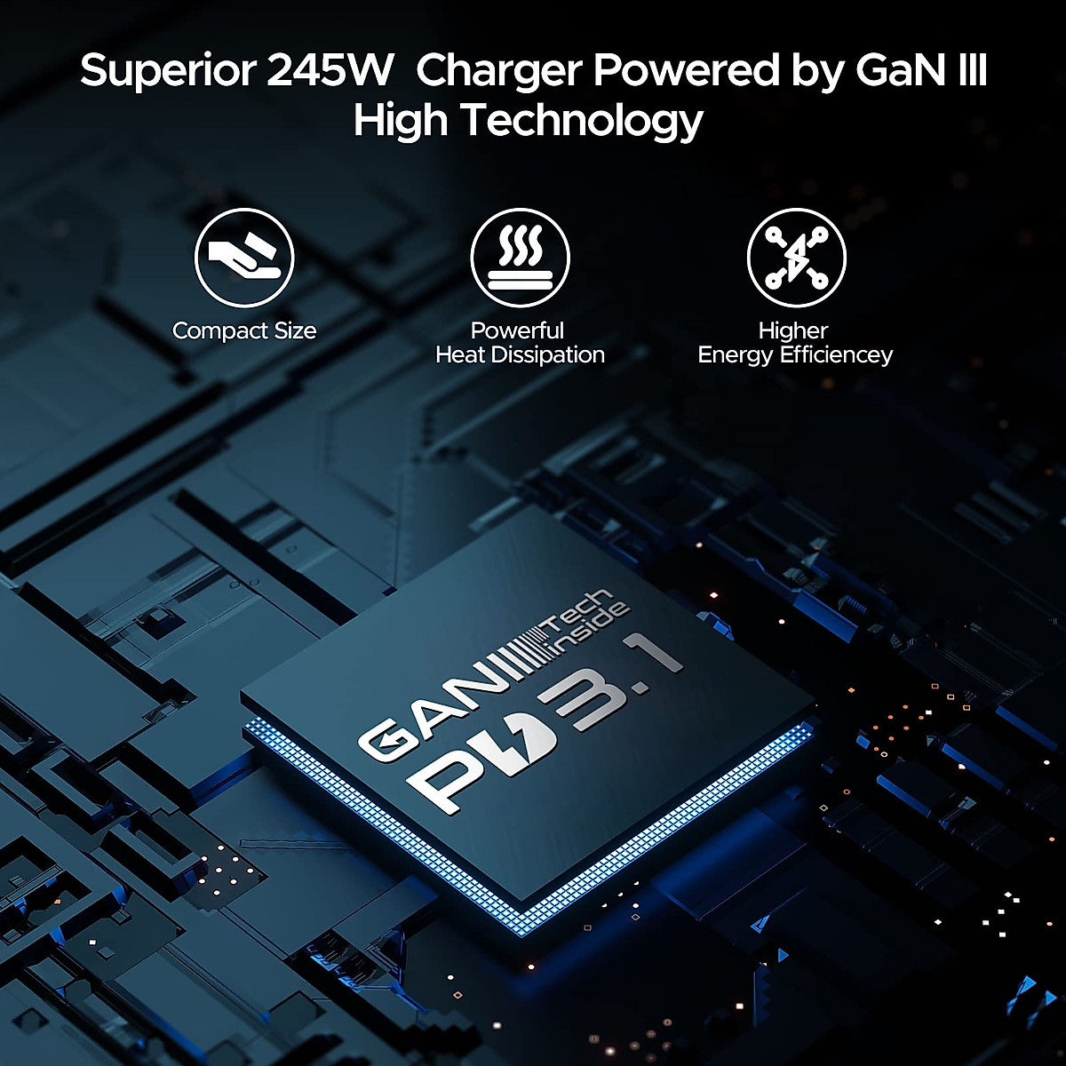 245W GaN USB C Charger, 140W 100W PD 3.1 Charger for MacBook Pro 16-inch, 4-Port Laptop/Tablet Fast Charging Adapter for MacBook Pro/Air, Dell XPS, iPad Pro/Air, iPhone 15/14/13 Series, etc.