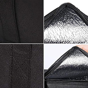 2X Insulated Food Delivery Bag, Foldable Insulated Reusable Grocery Shopping Bags with Zippered Top, C-ollapsible Cooler Bag for Groceries, Large Capacity Thermal Catering Food Bag for Camping Travel