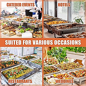 SUPER DEAL 8 Qt Stainless Steel 4 Pack Full Size Chafer Dish w/Water Pan, Food Pan, Fuel Holder and Lid For Buffet/Weddings/Parties/Banquets/Catering Events (4)