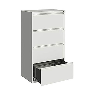 Hirsh 30-in Wide HL10000 Series 4 Drawer Metal Lateral File Cabinet White